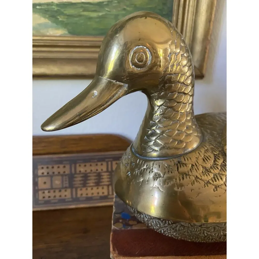 Leonard | Accents | Vintage Solid Brass Mallard Duck Leonard Lidded ...